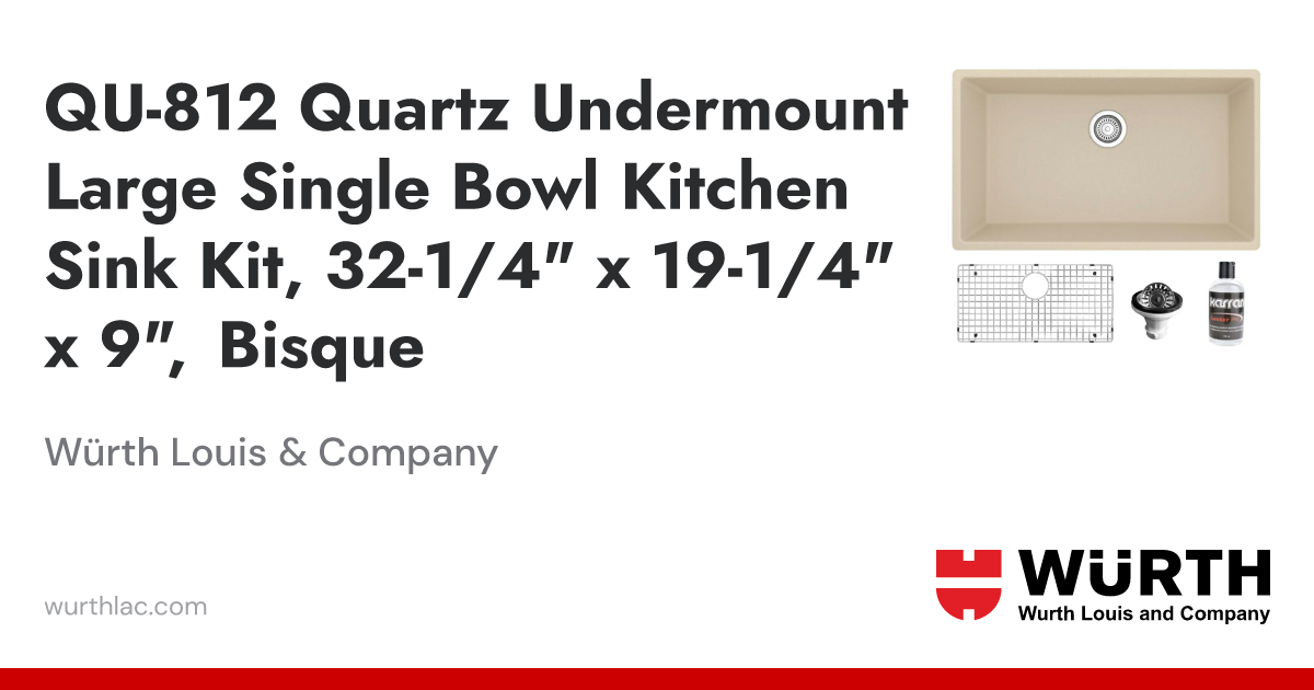 QU-812 Quartz Undermount Large Single Bowl Kitchen Sink Kit, 32-1/4" x ...