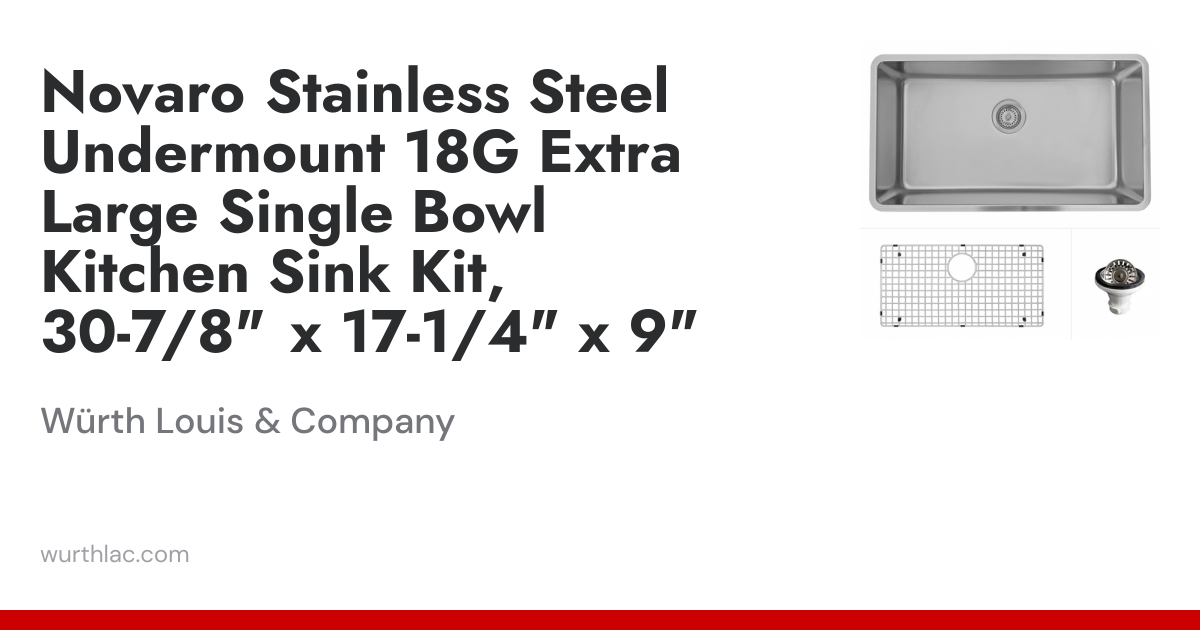 Novaro Stainless Steel Undermount 18G Extra Large Single Bowl Kitchen ...