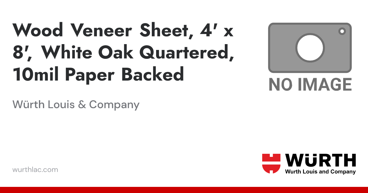 Wood Veneer Sheet, 4' x 8', White Oak Quartered, 10mil Paper Backed ...