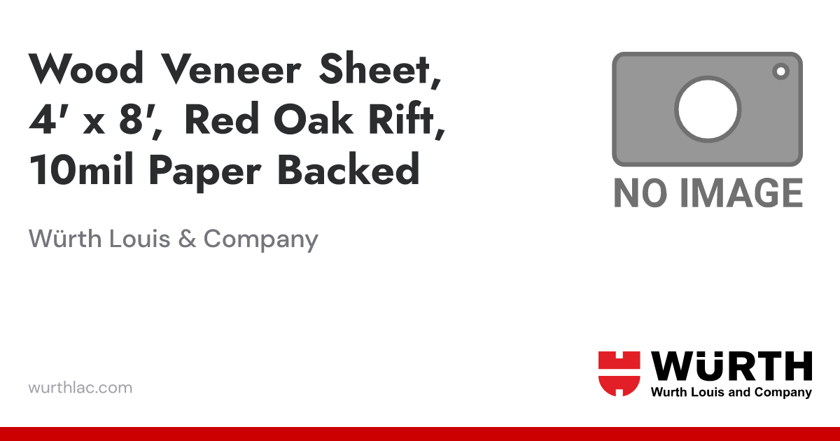 Wood Veneer Sheet, 4' x 8', Red Oak Rift, 10mil Paper Backed | Würth ...
