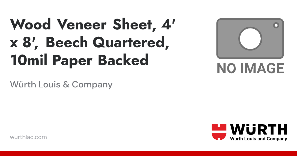 Wood Veneer Sheet, 4' x 8', Beech Quartered, 10mil Paper Backed | Würth ...