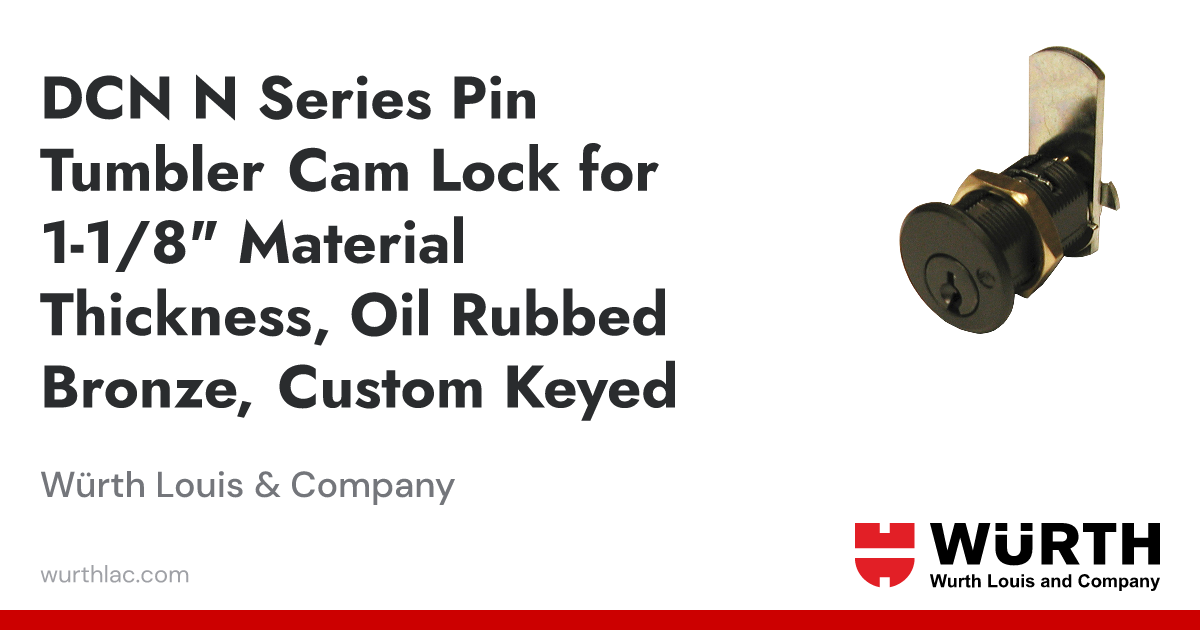 DCN N Series Pin Tumbler Cam Lock for 1-1/8" Material Thickness, Oil Rubbed Bronze, Custom Keyed ...