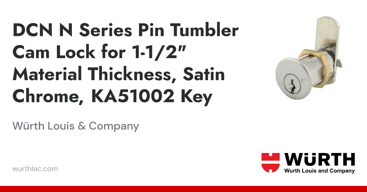 DCN N Series Pin Tumbler Cam Lock for 1-1/2" Material Thickness, Satin ...