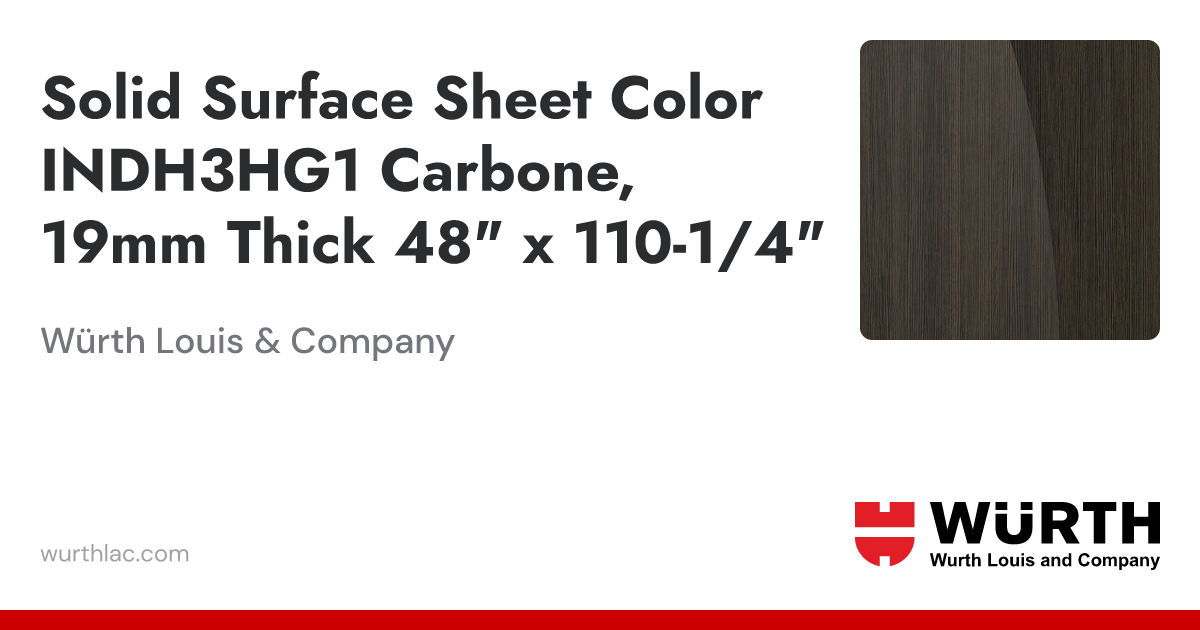 Solid Surface Sheet Color INDH3HG1 Carbone, 19mm Thick 48" x 110-1/4 ...