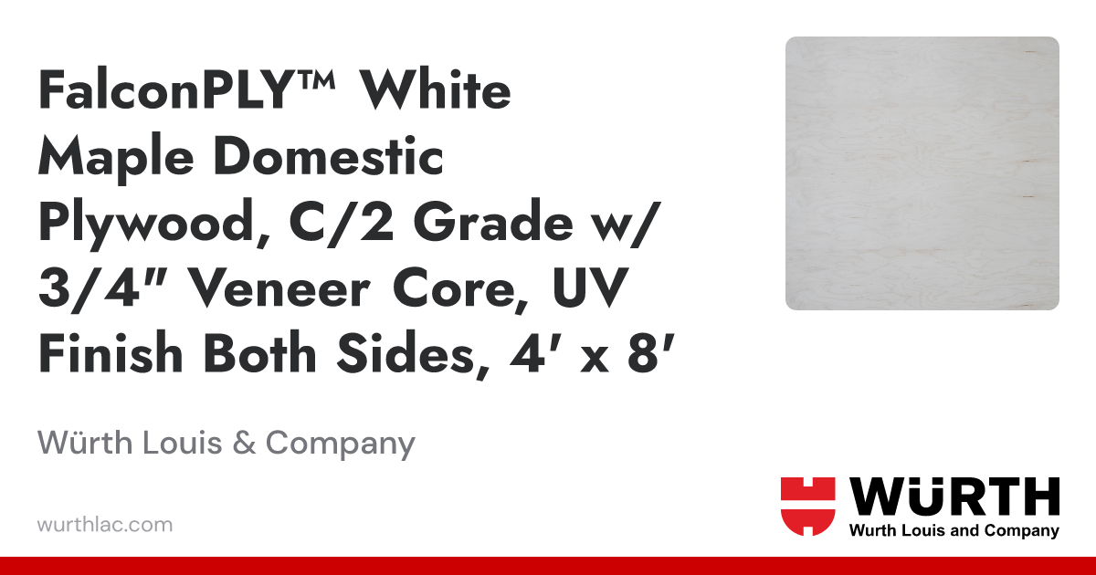 FalconPLY™ White Maple Domestic Plywood, C/2 Grade w/ 3/4" Veneer Core ...