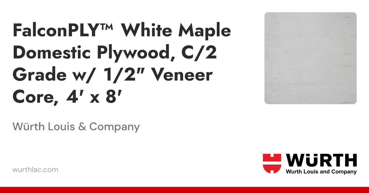 FalconPLY™ White Maple Domestic Plywood, C/2 Grade w/ 1/2" Veneer Core ...