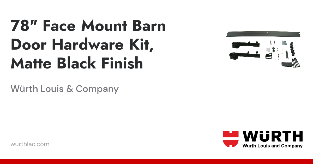 78" Face Mount Barn Door Hardware Kit, Matte Black Finish | Würth Louis ...