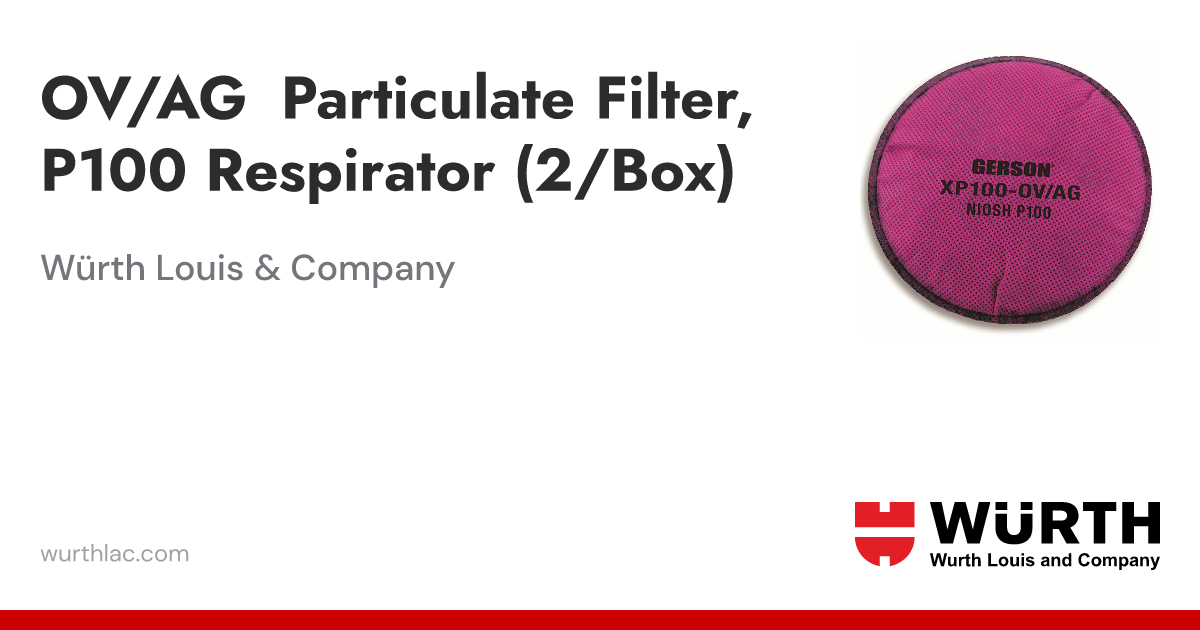 OV/AG Particulate Filter, P100 Respirator (2/Box) | Würth Louis & Company