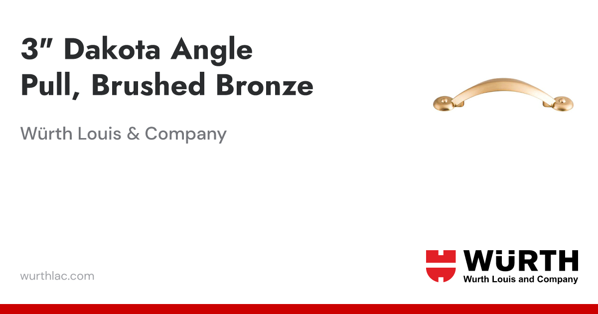 3" Dakota Angle Pull, Brushed Bronze | Würth Louis & Company