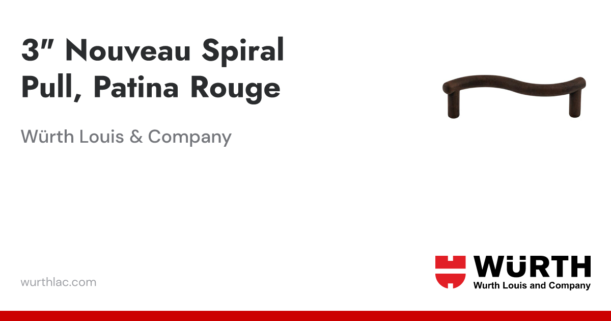 3" Nouveau Spiral Pull, Patina Rouge | Wurth Louis and Company