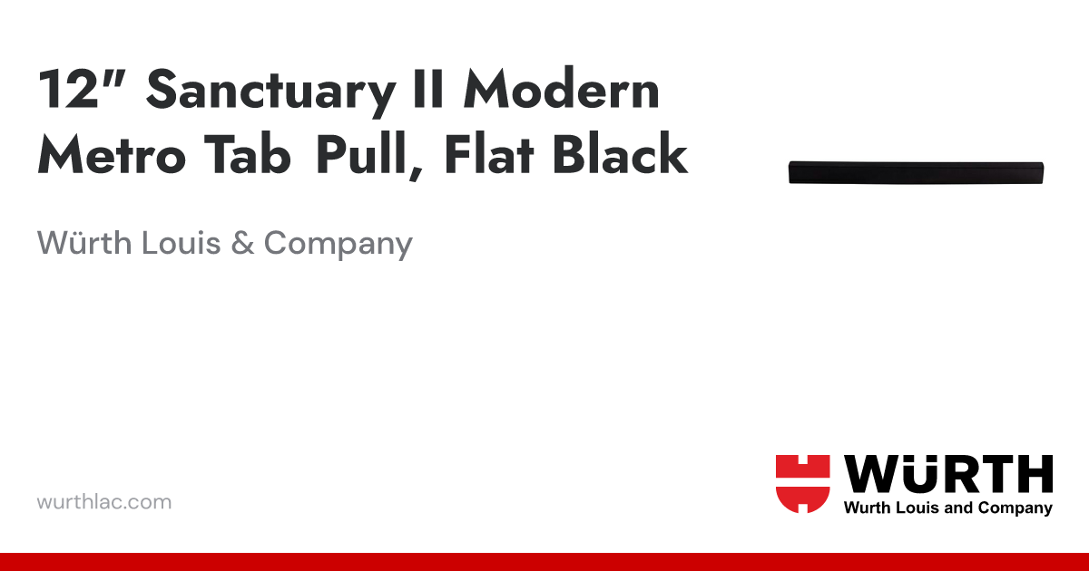 12" Sanctuary II Modern Metro Tab Pull, Flat Black | Würth Louis & Company