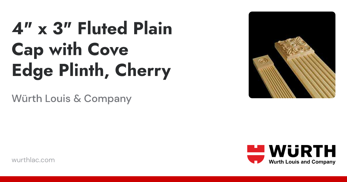 4" x 3" Fluted Plain Cap with Cove Edge Plinth, Cherry | Würth Louis ...