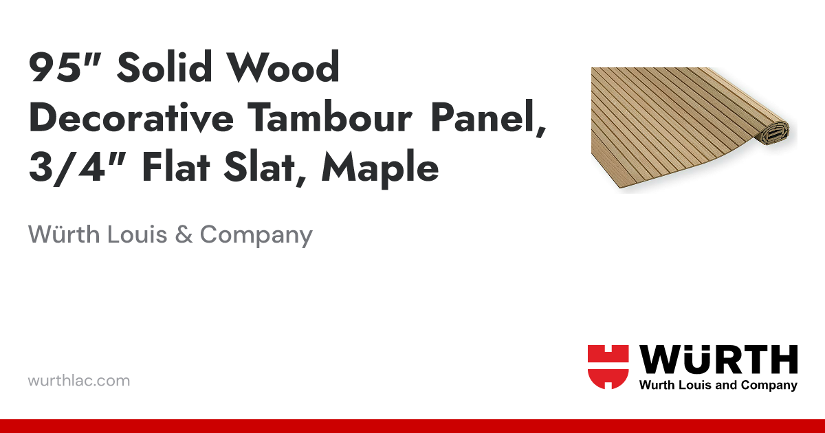 95" Solid Wood Decorative Tambour Panel, 3/4" Flat Slat, Maple | Würth ...