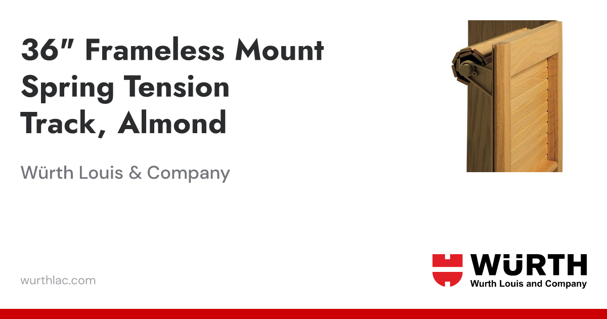 36" Frameless Mount Spring Tension Track, Almond | Würth Louis & Company