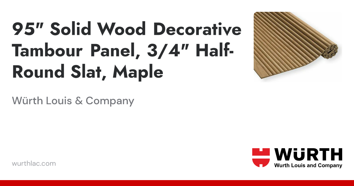 95" Solid Wood Decorative Tambour Panel, 3/4" Half-Round Slat, Maple ...