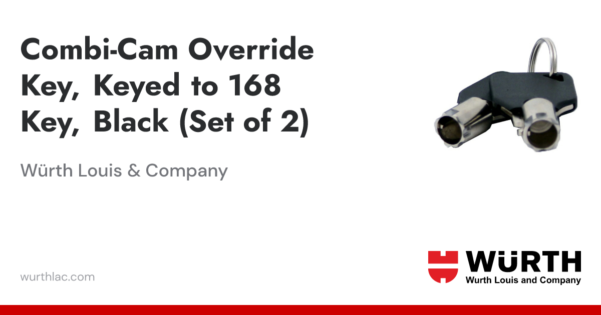 Combi-Cam Override Key, Keyed to 168 Key, Black (Set of 2) | Würth ...