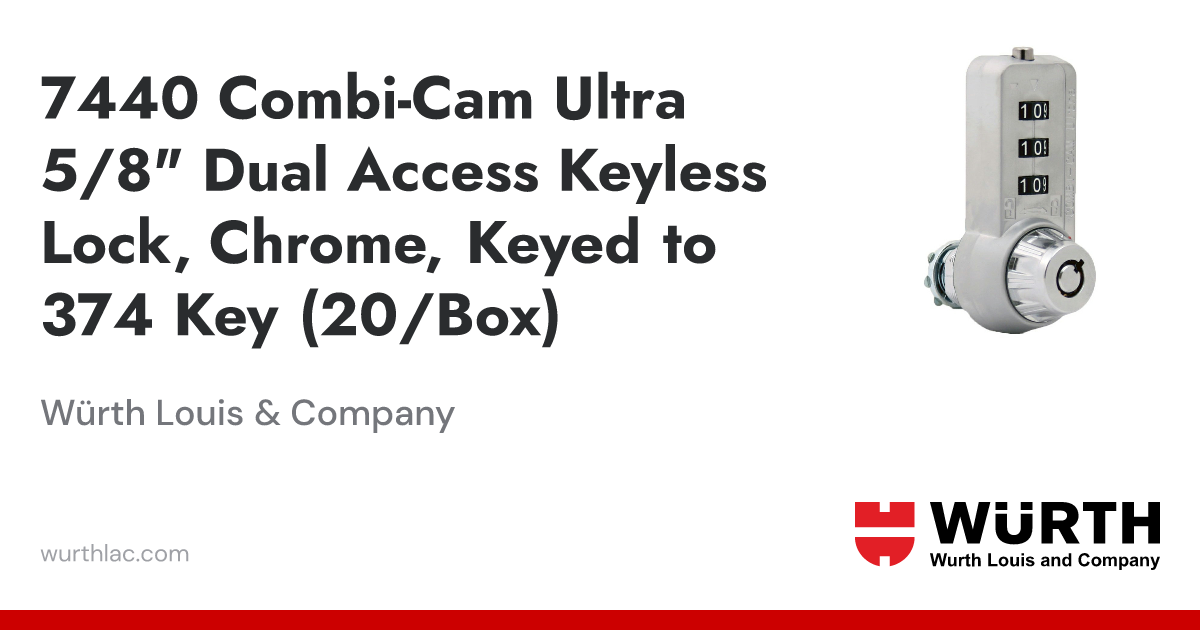 7440 Combi-Cam Ultra 5/8" Dual Access Keyless Lock, Chrome, Keyed to ...
