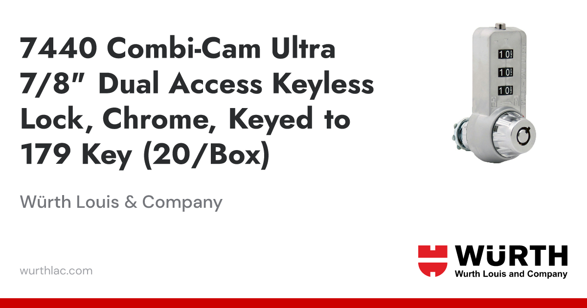 7440 Combi-Cam Ultra 7/8" Dual Access Keyless Lock, Chrome, Keyed to ...