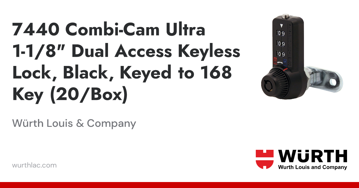 7440 Combi-Cam Ultra 1-1/8" Dual Access Keyless Lock, Black, Keyed to ...