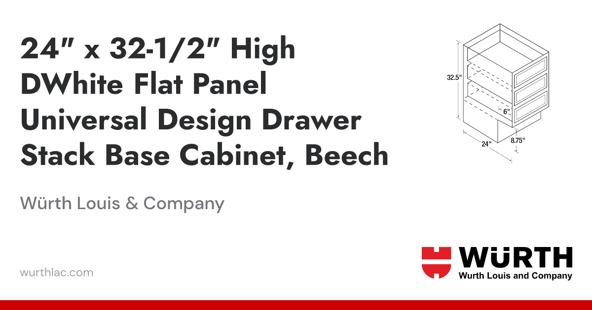 24" x 32-1/2" High DWhite Flat Panel Universal Design Drawer Stack Base ...