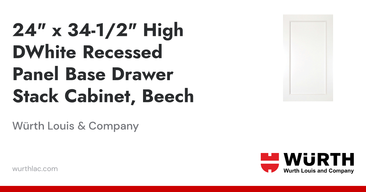 24" x 34-1/2" High DWhite Recessed Panel Base Drawer Stack Cabinet ...