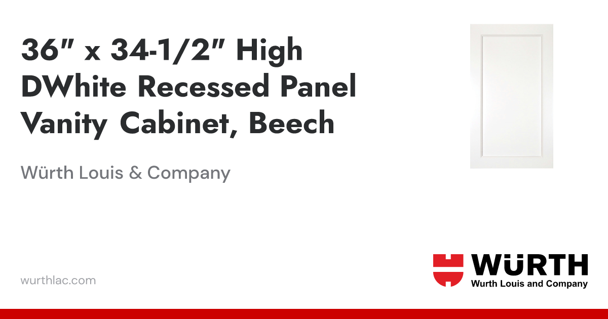 36" x 34-1/2" High DWhite Recessed Panel Vanity Cabinet, Beech | Würth ...