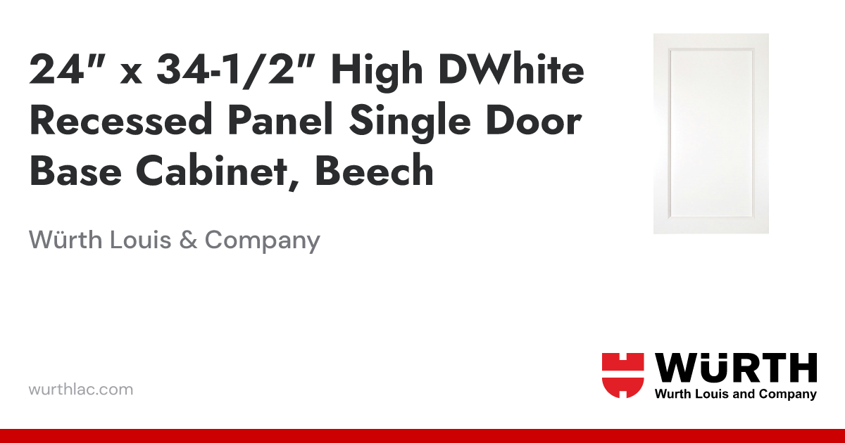 24" x 34-1/2" High DWhite Recessed Panel Single Door Base Cabinet ...