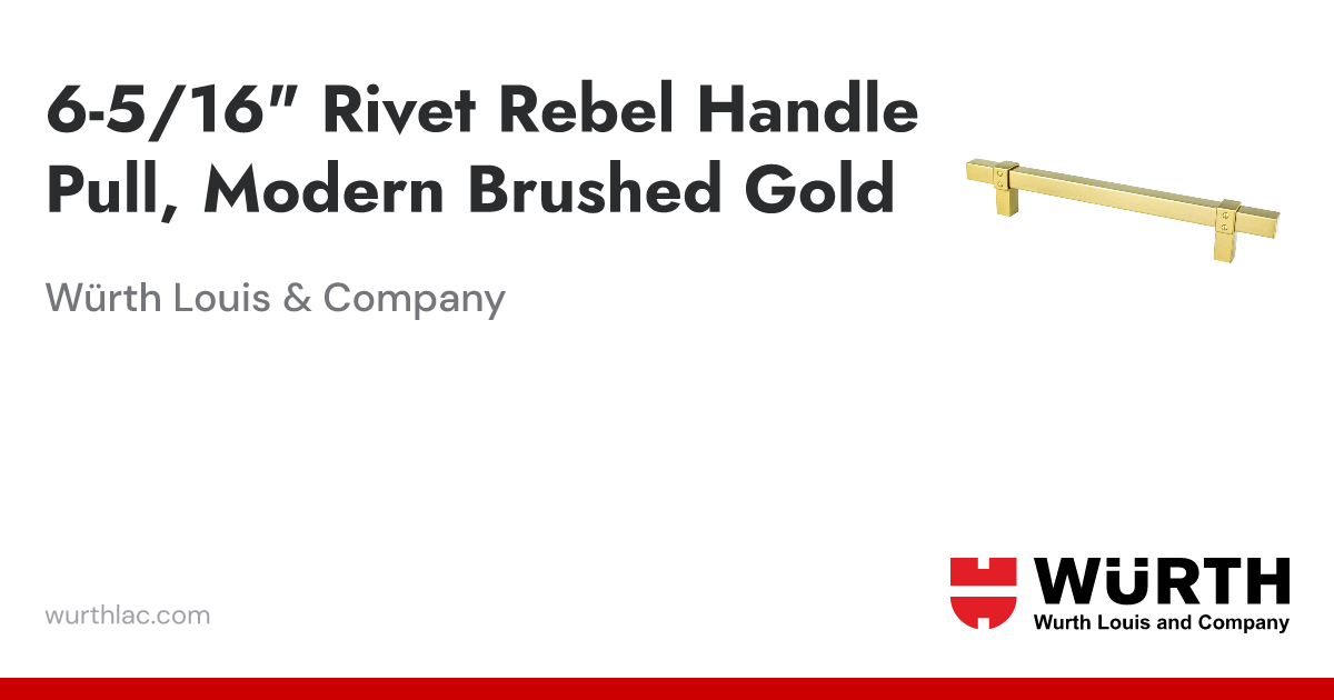 6-5/16" Rivet Rebel Handle Pull, Modern Brushed Gold | Würth Louis ...