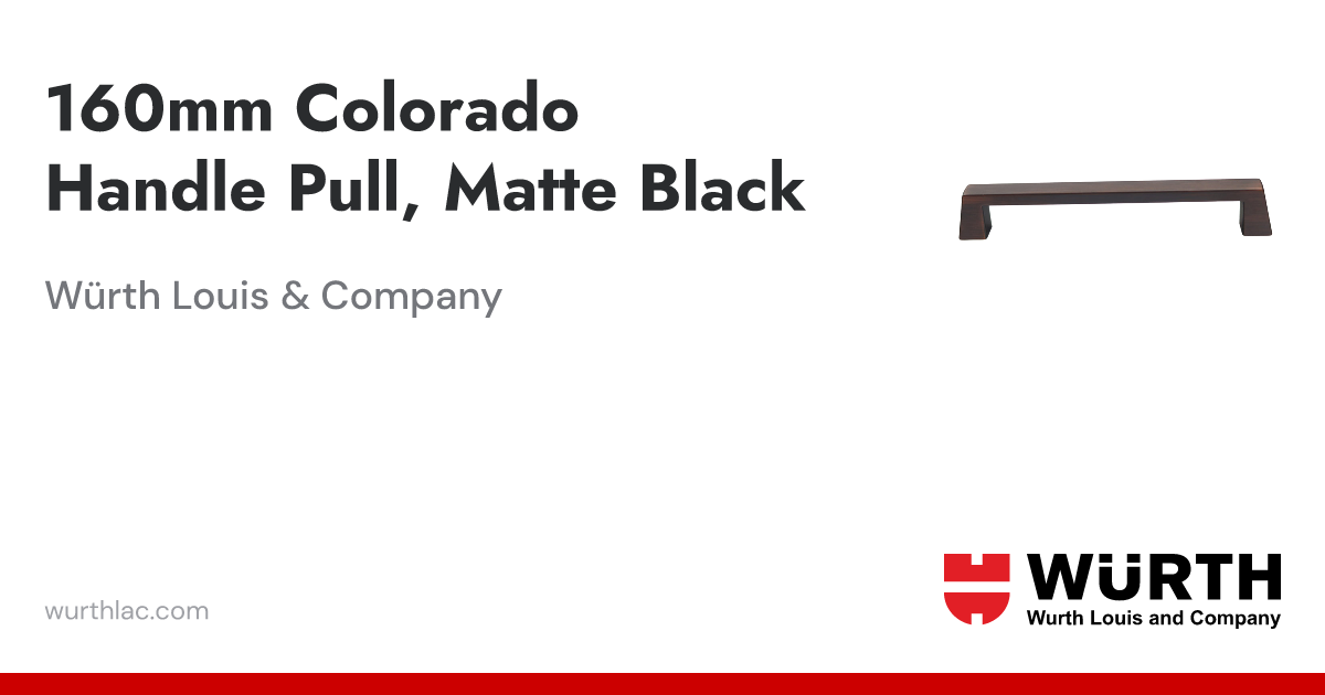 160mm Colorado Handle Pull, Matte Black | Würth Louis & Company