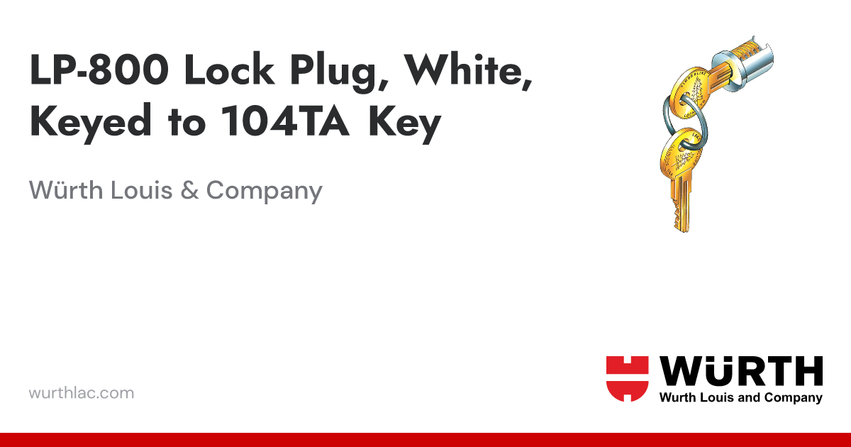 LP-800 Lock Plug, White, Keyed to 104TA Key | Würth Louis & Company