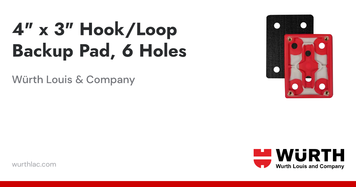 4" x 3" Hook/Loop Backup Pad, 6 Holes | Würth Louis & Company