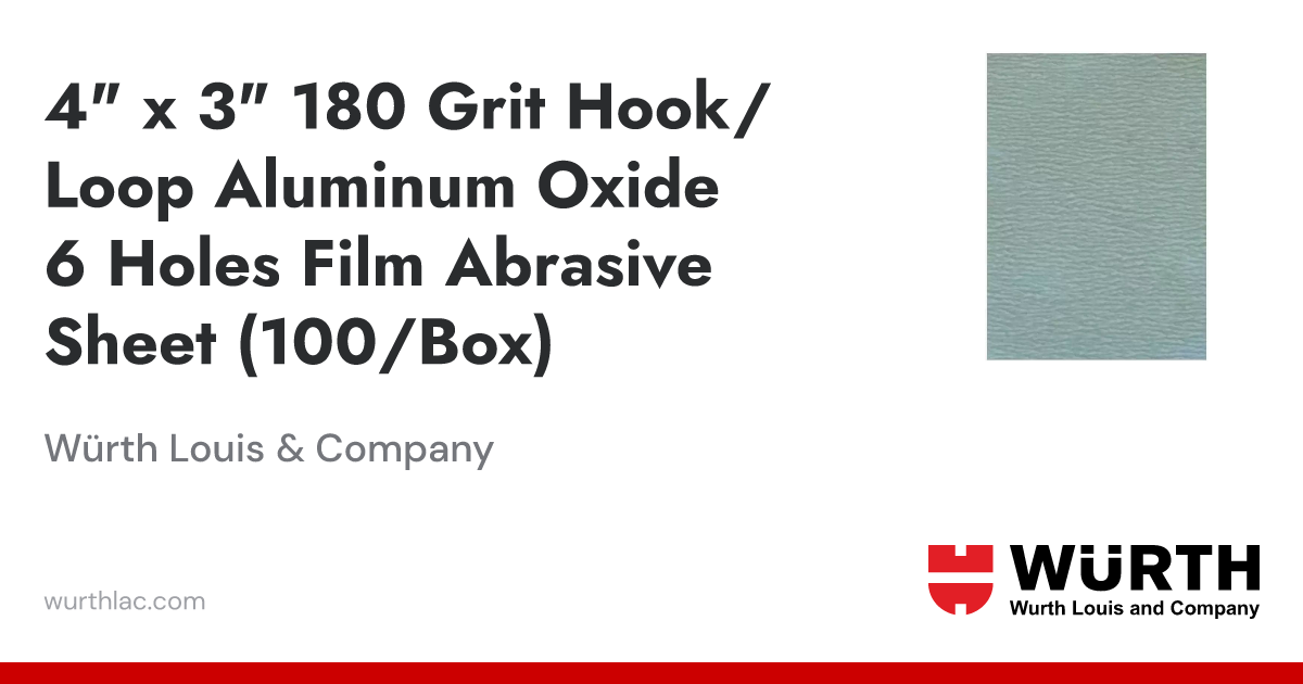 4" x 3" 180 Grit Hook/Loop Aluminum Oxide 6 Holes Film Abrasive Sheet ...