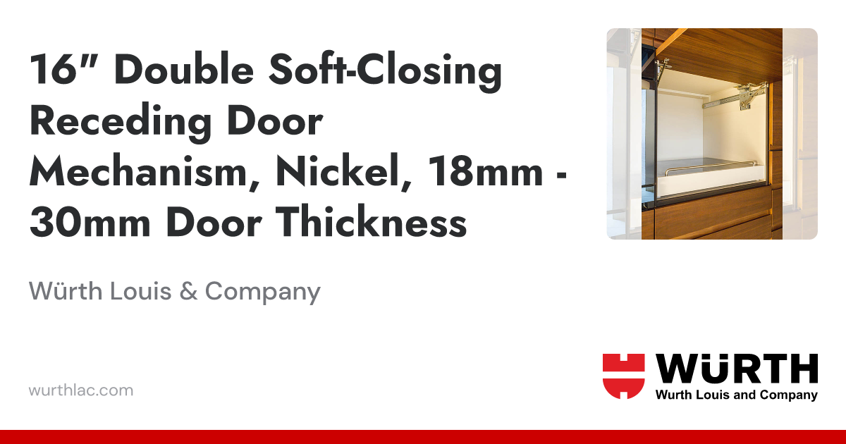 16" Double Soft-Closing Receding Door Mechanism, Nickel, 18mm - 30mm ...