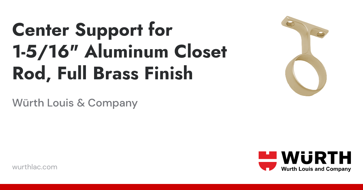 Center Support for 1-5/16" Aluminum Closet Rod, Full Brass Finish ...