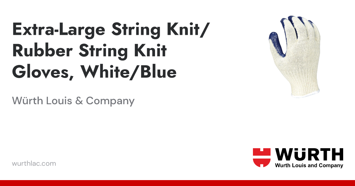 Extra-Large String Knit/Rubber String Knit Gloves, White/Blue | Würth ...