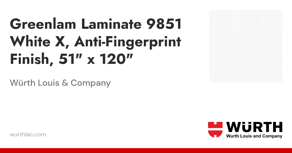 Greenlam Laminate 9851 White X, Anti-Fingerprint Finish, 51" x 120 ...
