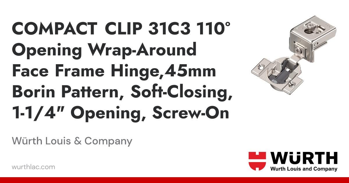 COMPACT CLIP 31C3 110° Opening Wrap-Around Face Frame Hinge,45mm Borin ...