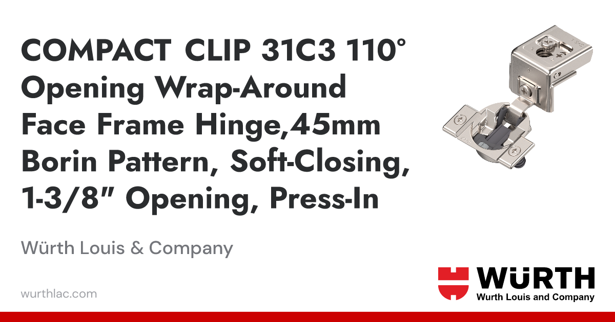 COMPACT CLIP 31C3 110° Opening Wrap-Around Face Frame Hinge,45mm Borin ...