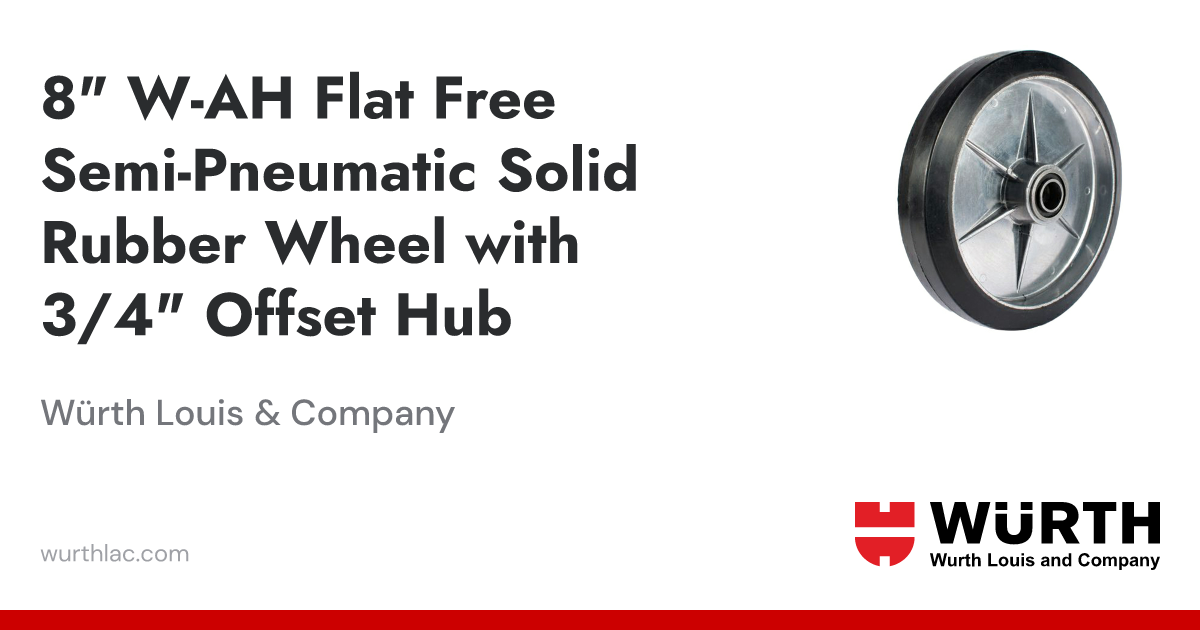 8" W-AH Flat Free Semi-Pneumatic Solid Rubber Wheel with 3/4" Offset ...
