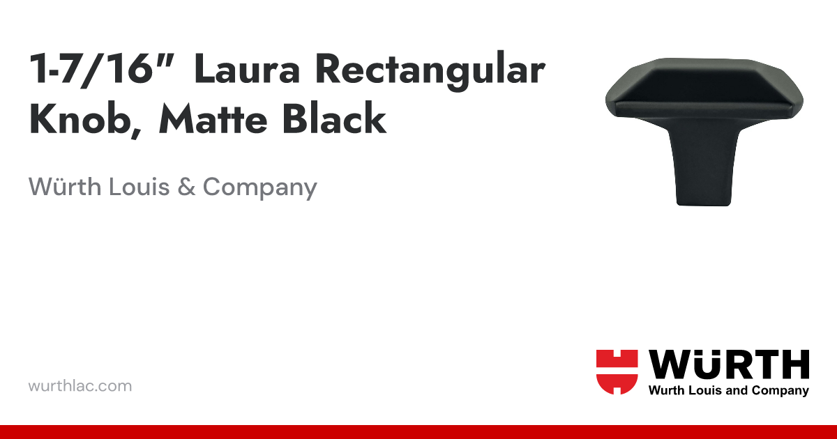 1-7/16" Laura Rectangular Knob, Matte Black | Würth Louis & Company
