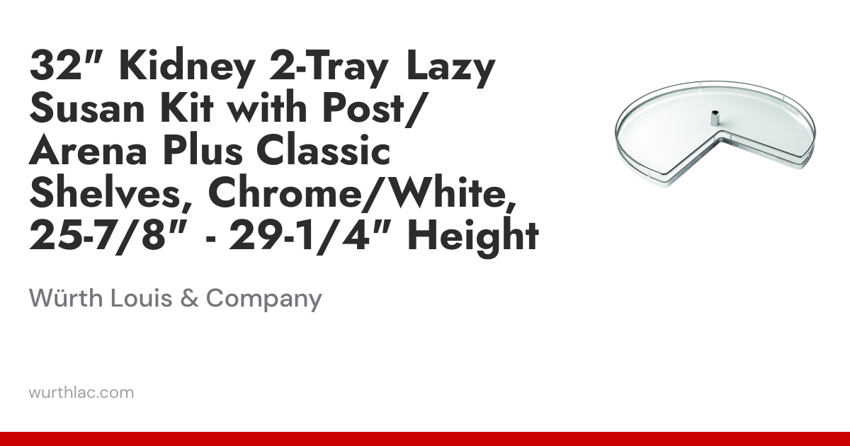 32" Kidney 2-Tray Lazy Susan Kit with Post/Arena Plus Classic Shelves ...
