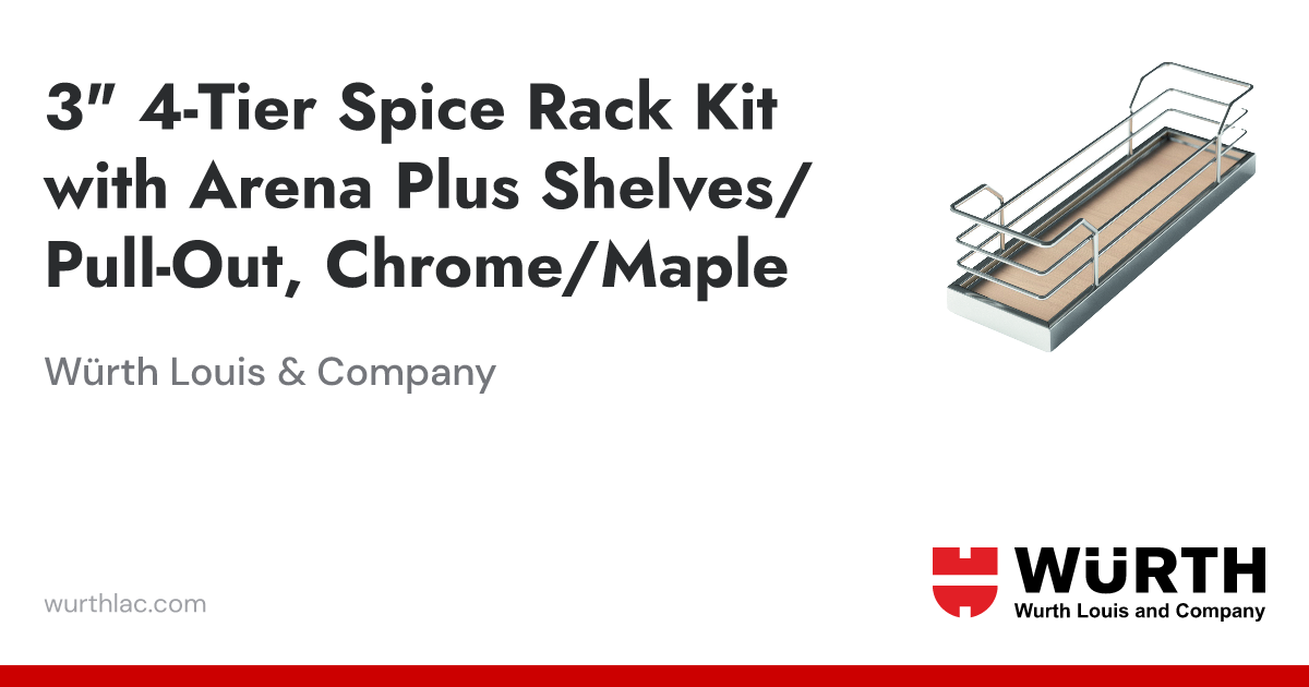 3" 4-Tier Spice Rack Kit with Arena Plus Shelves/Pull-Out, Chrome/Maple ...