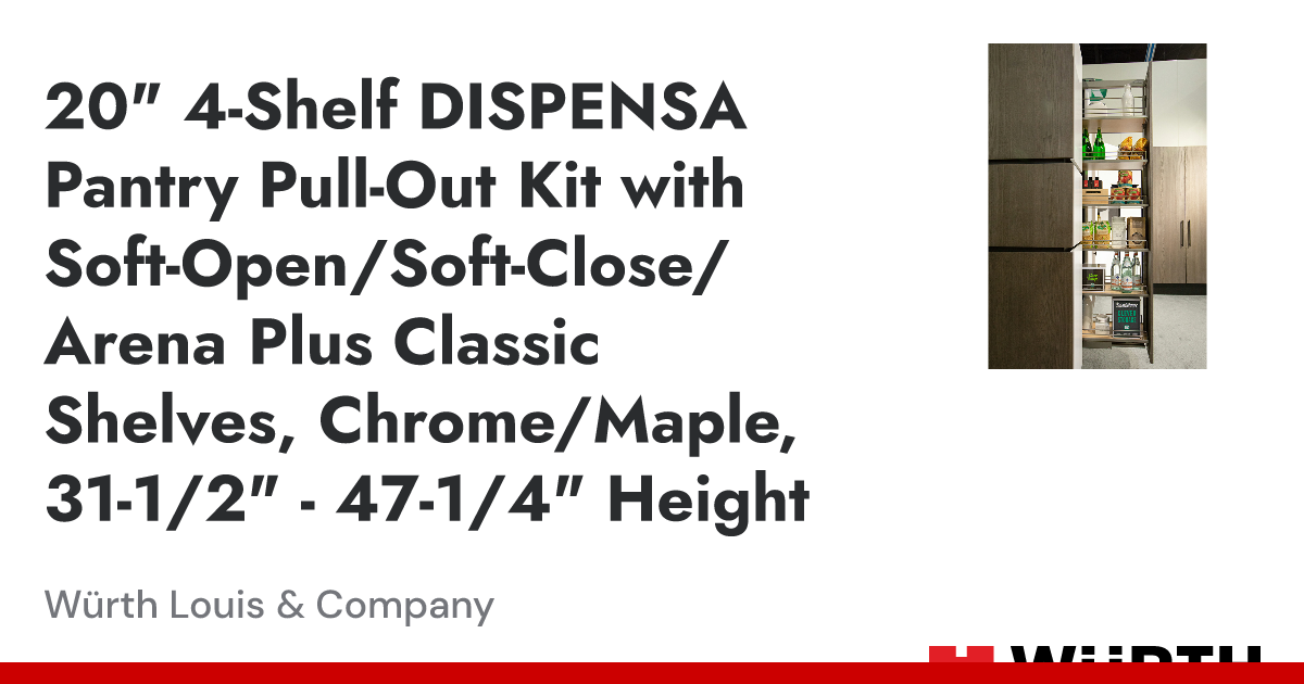 20" 4-Shelf DISPENSA Pantry Pull-Out Kit with Soft-Open/Soft-Close ...