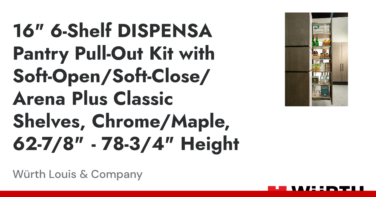 16" 6-Shelf DISPENSA Pantry Pull-Out Kit with Soft-Open/Soft-Close ...