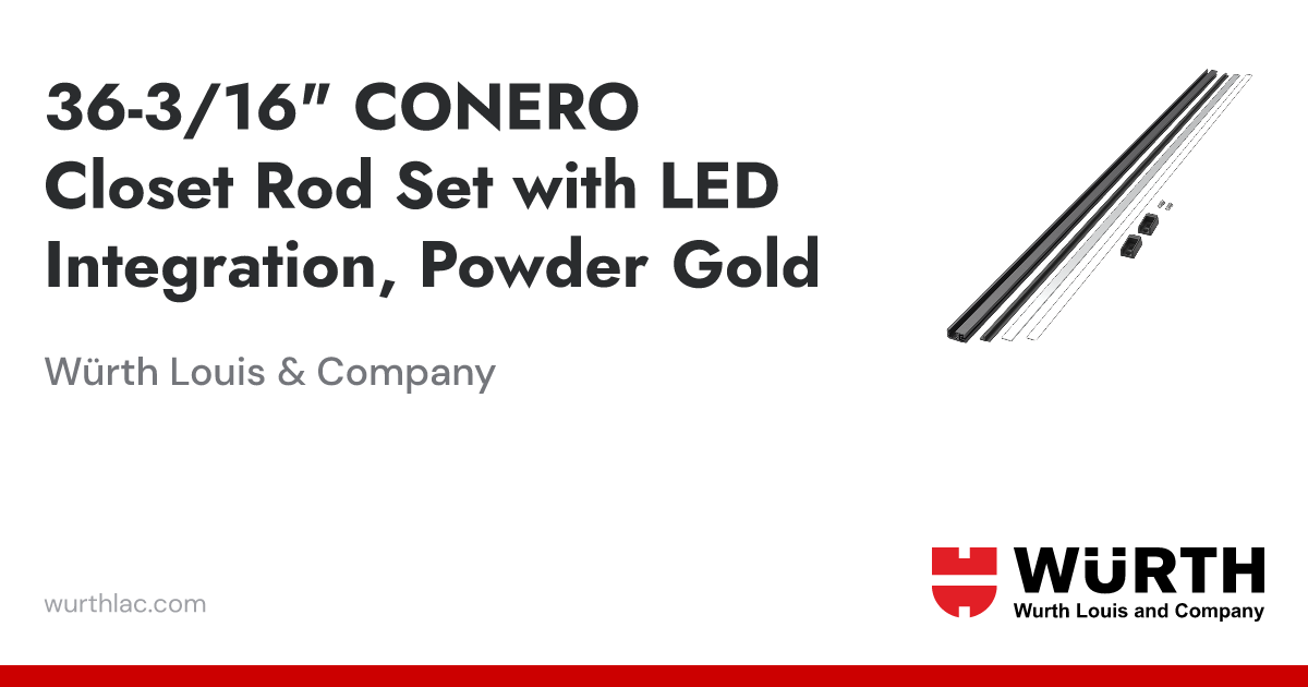 36-3/16" CONERO Closet Rod Set with LED Integration, Powder Gold ...