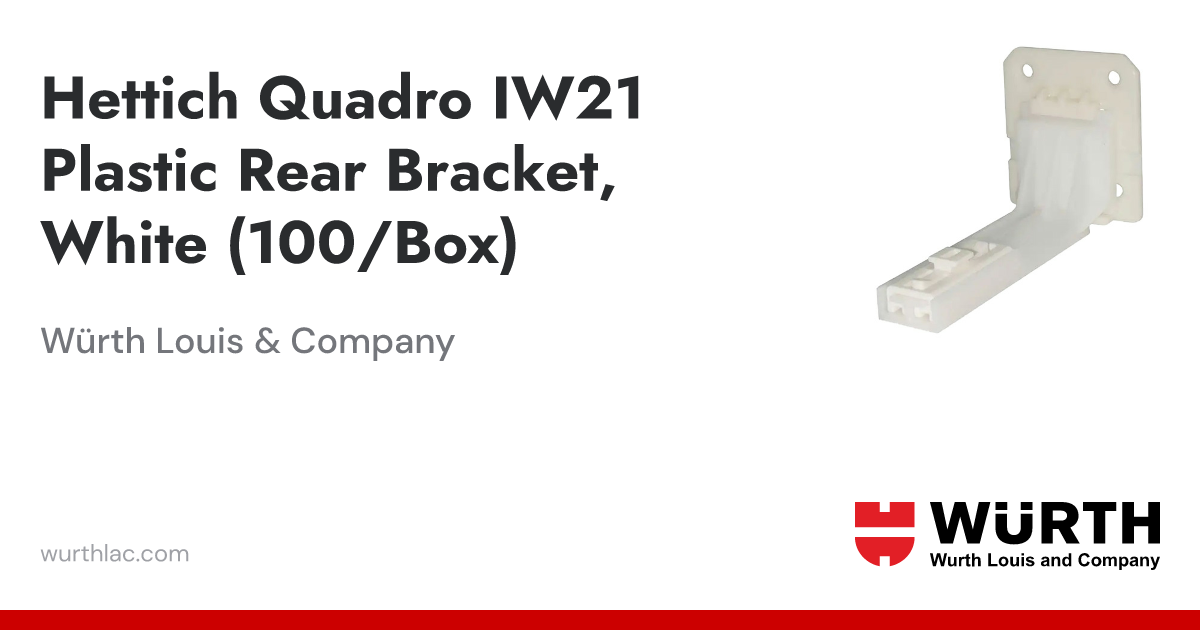 Hettich Quadro IW21 Plastic Rear Bracket, White (100/Box) | Würth Louis ...