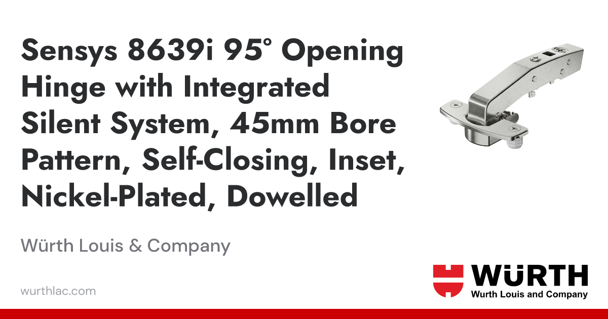 Sensys 8639i 95° Opening Hinge with Integrated Silent System, 45mm Bore ...