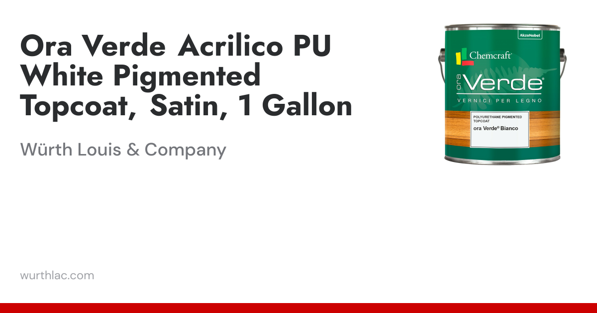 Ora Verde Acrilico PU White Pigmented Topcoat, Satin, 1 Gallon | Würth ...