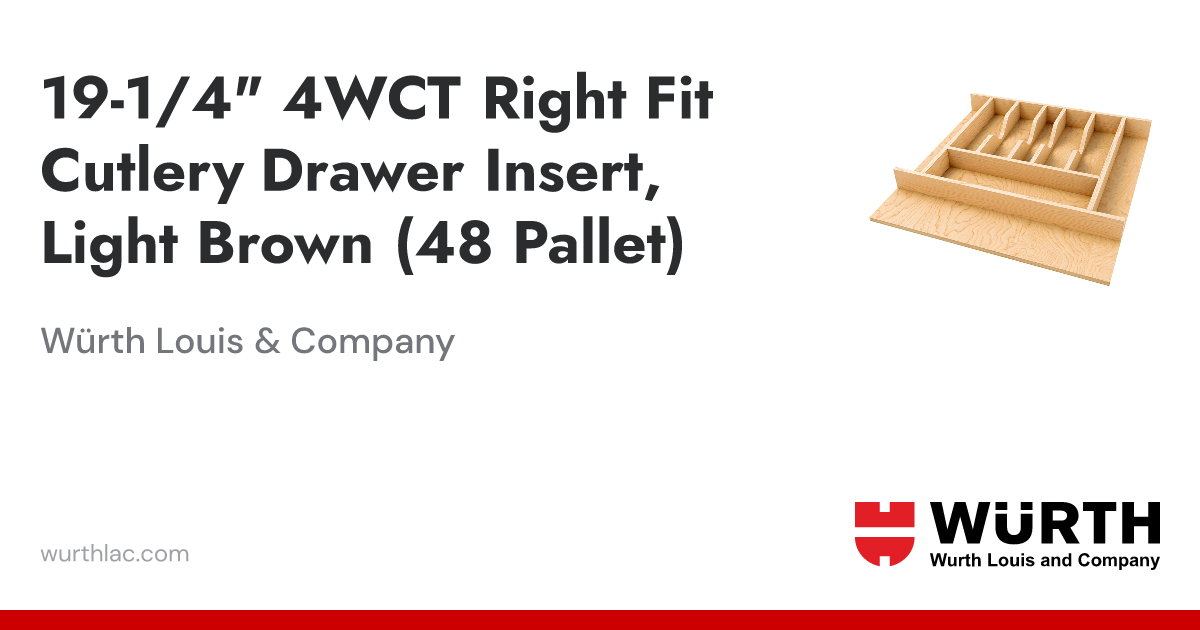 19-1/4" 4WCT Right Fit Cutlery Drawer Insert, Light Brown (48 Pallet ...
