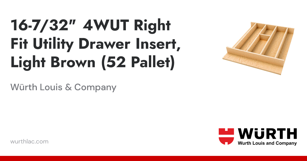16-7/32" 4WUT Right Fit Utility Drawer Insert, Light Brown (52 Pallet ...